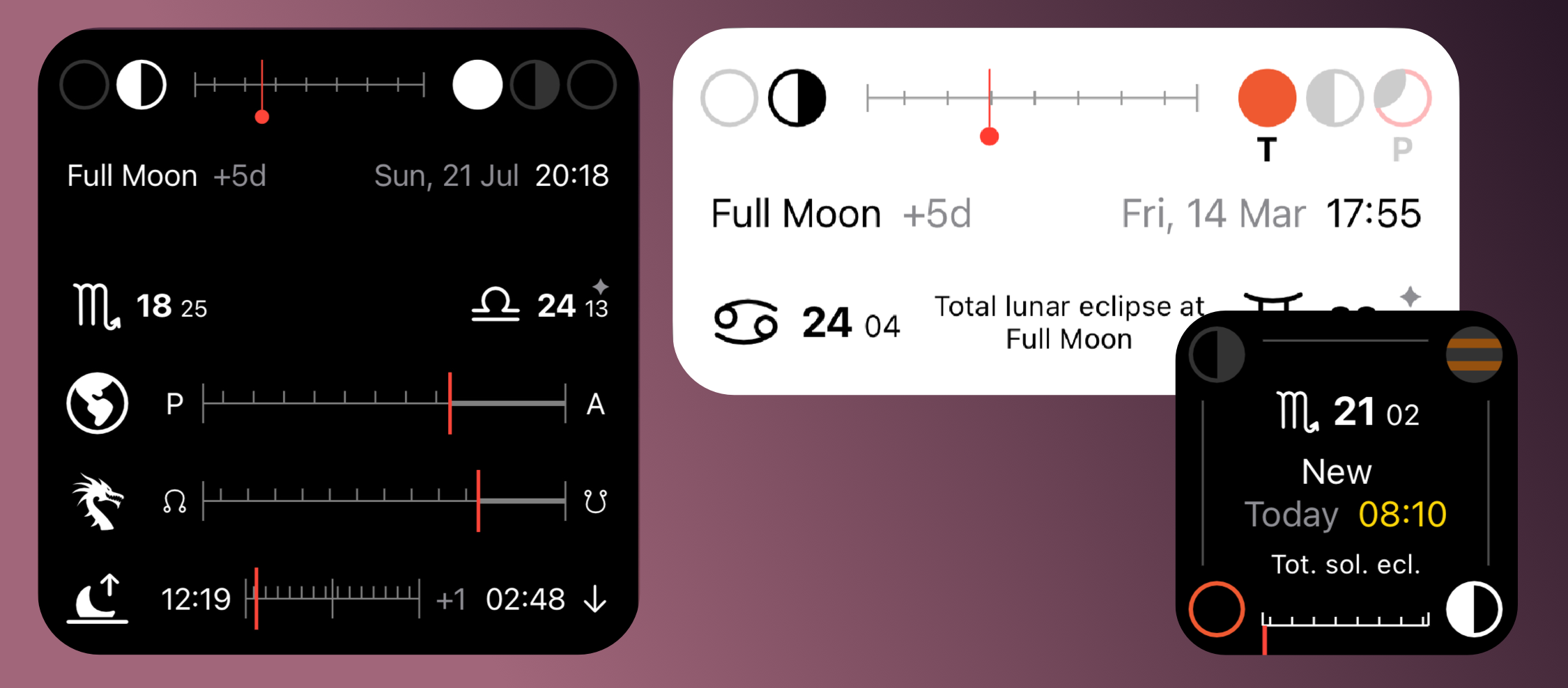 Current Moon phase and cycle widgets for your Lock Screen and Home Screen